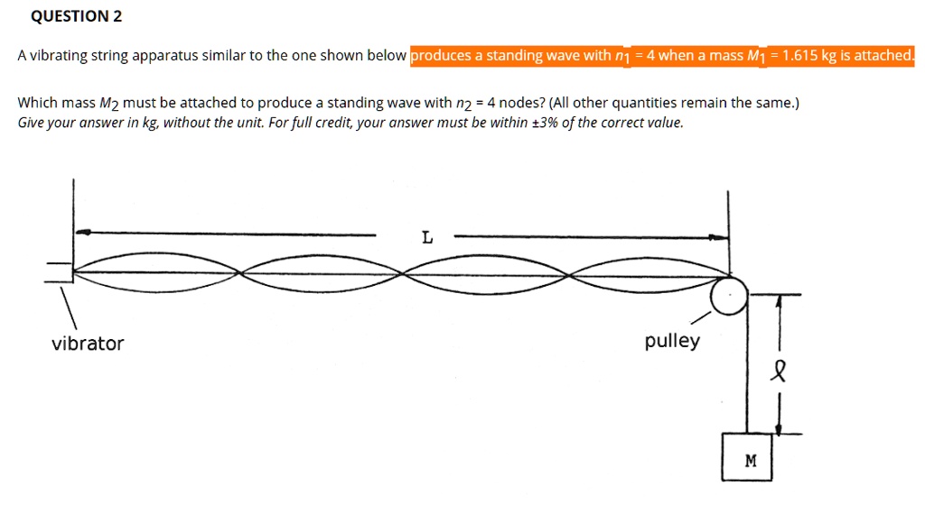 SOLVED: QUESTION 2 'vibrating string apparatus similar to the one shown ...