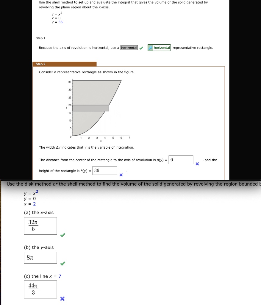 SOLVED: Use the shell method to set up and evaluate the integral that gives the volume revolving ...