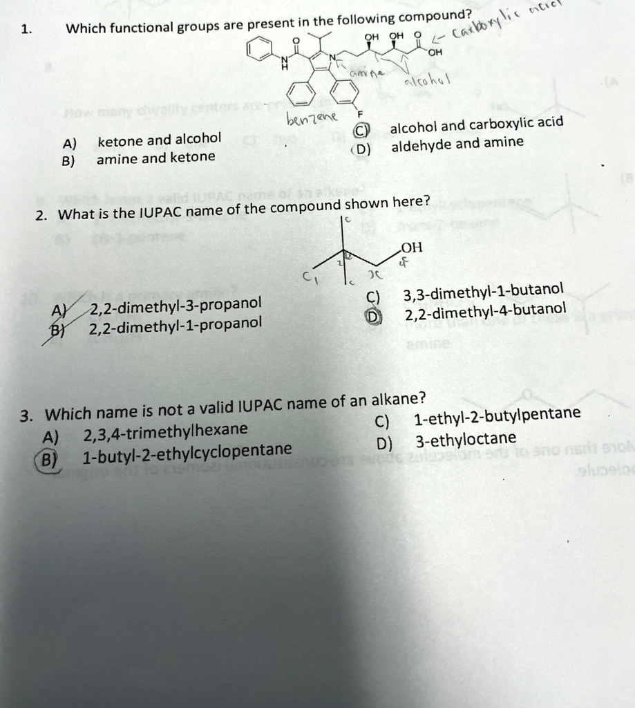 1. Which functional groups are present in the following compound? OH OH ...