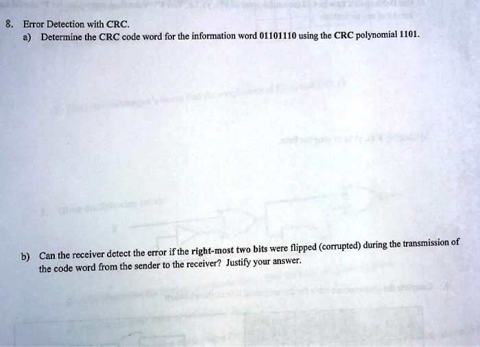 Solved Error Detection With Crc A Determine The Crc Code Word For The 9383