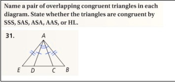 SOLVED: 'Name a pair of overlapping congruent triangles in each diagram. State whether the ...