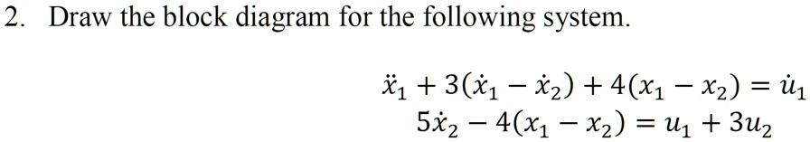 SOLVED: Draw the block diagram for the following system model 2. Draw the block diagram for the ...