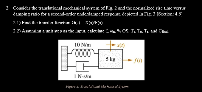 2 consider the translational mechanical system of fig 2 and the ...