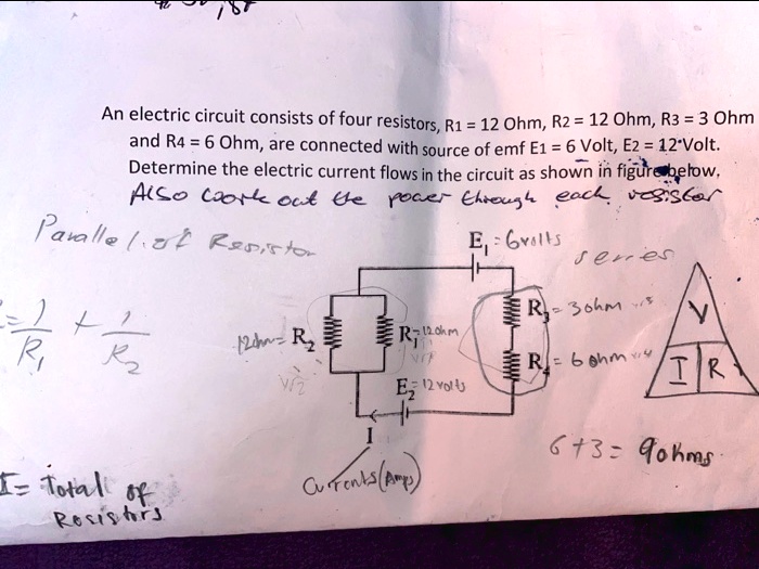 [GET ANSWER] An electric circuit consists of four resistors, R1 = 12 Ohm, R2 = 12 Ohm, R3 = 3 ...