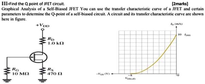 vdd 12 volt iii find the q point ol jfet circult zmarks girphical analysis o scl buascd jfet you ...
