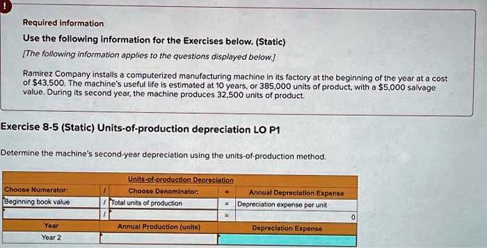 Solved Exercise 8 5 Static Units Of Production Depreciation Lo P1