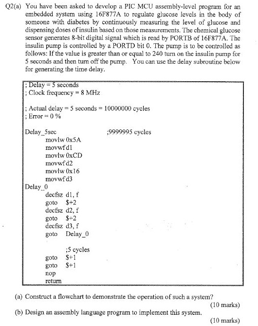 Solved Q2a You Have Been Asked To Develop A Pic Mcu Assembly Level Program For An Embedded