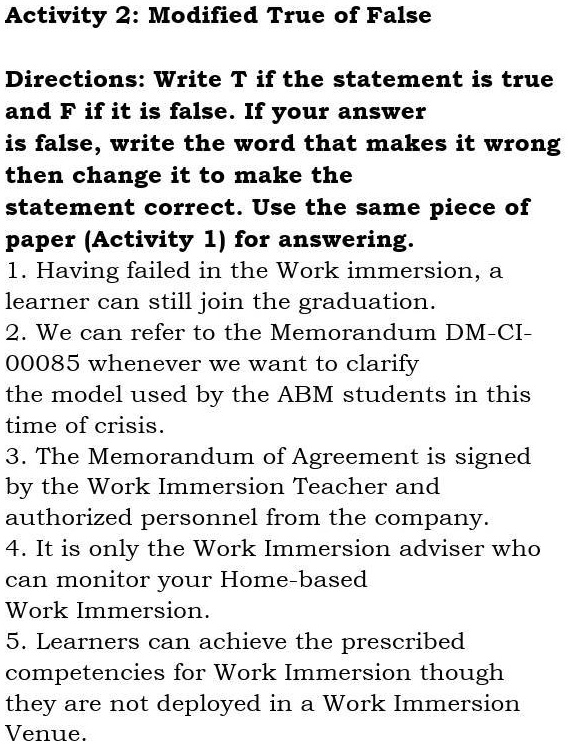 write t if the statement is true and f if it is false if your answer is false write the word ...