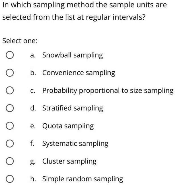 In which sampling method the sample units are selected from the list at ...