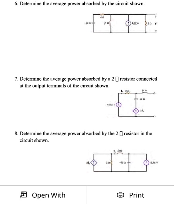 SOLVED: 6. Determine the average power absorbed by the circuit shown. 7 ...