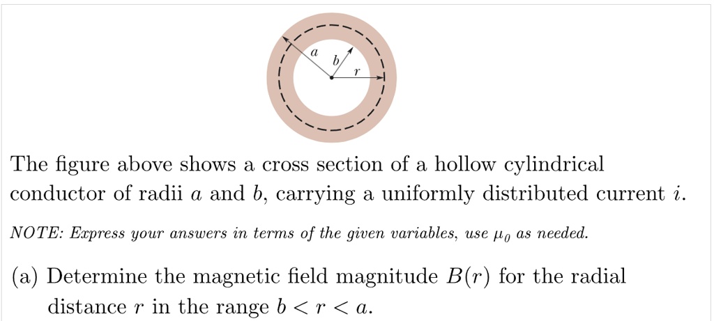 a b r the figure above shows a cross section of a hollow cylindrical ...
