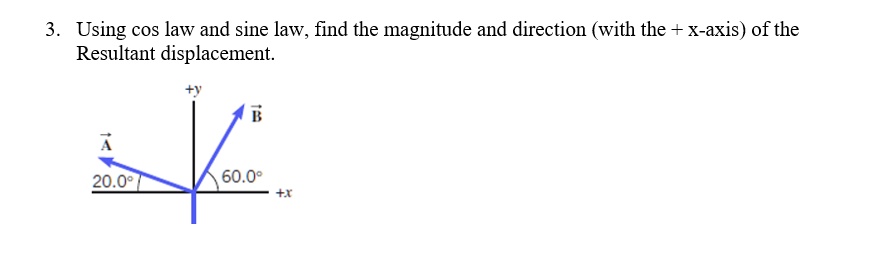 SOLVED:Using cos law and sine law, find the magnitude and direction ...
