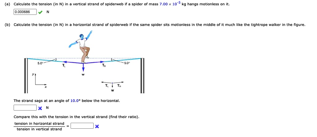 SOLVED: Calculate the tension (in N) in the vertical strand of a ...