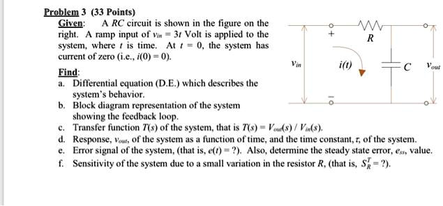 SOLVED: Problem 3 (33 Points) Given: An RC circuit is shown in the figure on the right. A ramp ...