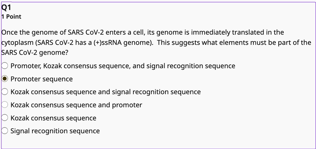 SOLVED: The correct answer is: Kozak consensus sequence and signal ... SOLVED: The correct answer is: Kozak consensus sequence and signal ...