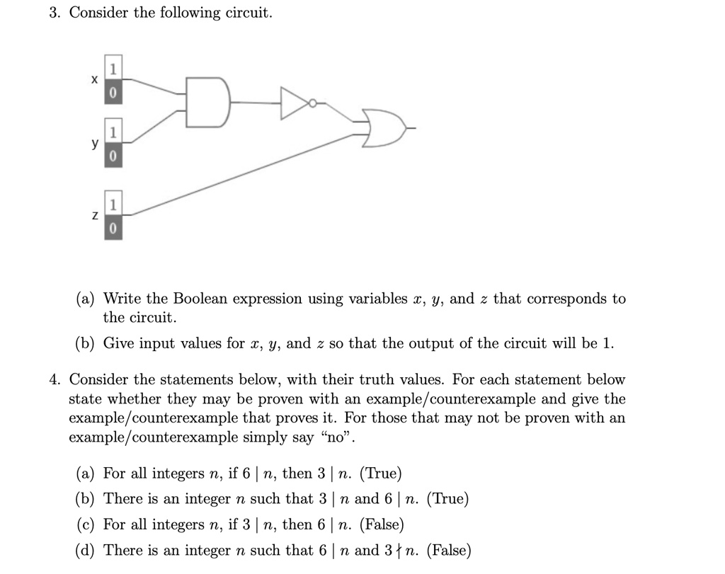 Solved Consider The Following Circuit Write The Boolean Expression Using Variables € Y And 2