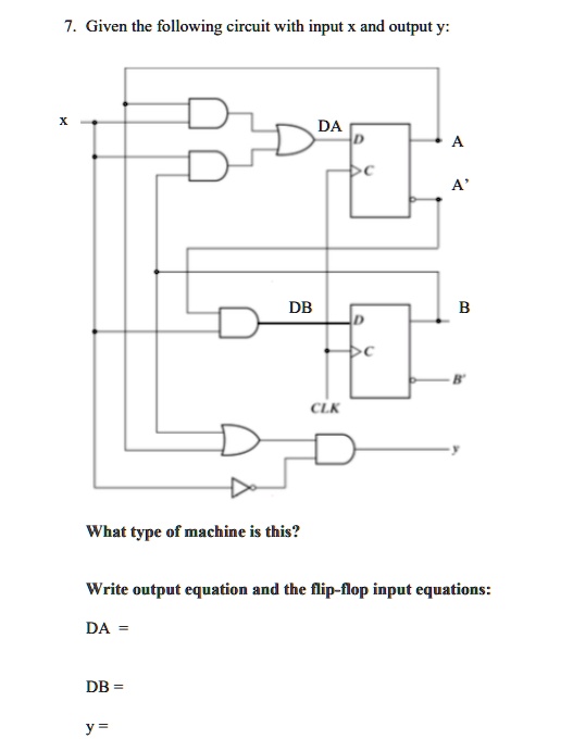Solved 7 Given The Following Circuit With Input And Output Y Da Db What Type Of Machine Is 7881