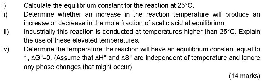 Solved Calculate The Equilibrium Constant For The Reaction At 25°c