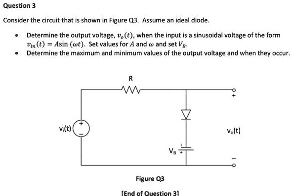 SOLVED: Question 3 Consider the circuit that is shown in Figure Q3. Assume an ideal diode ...