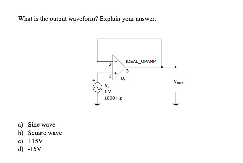 What is the output waveform? Explain your answer. a) Sine wave b ...