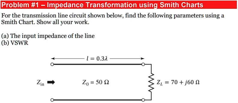 SOLVED: Problem #1 - Impedance Transformation using Smith Charts For the transmission line ...