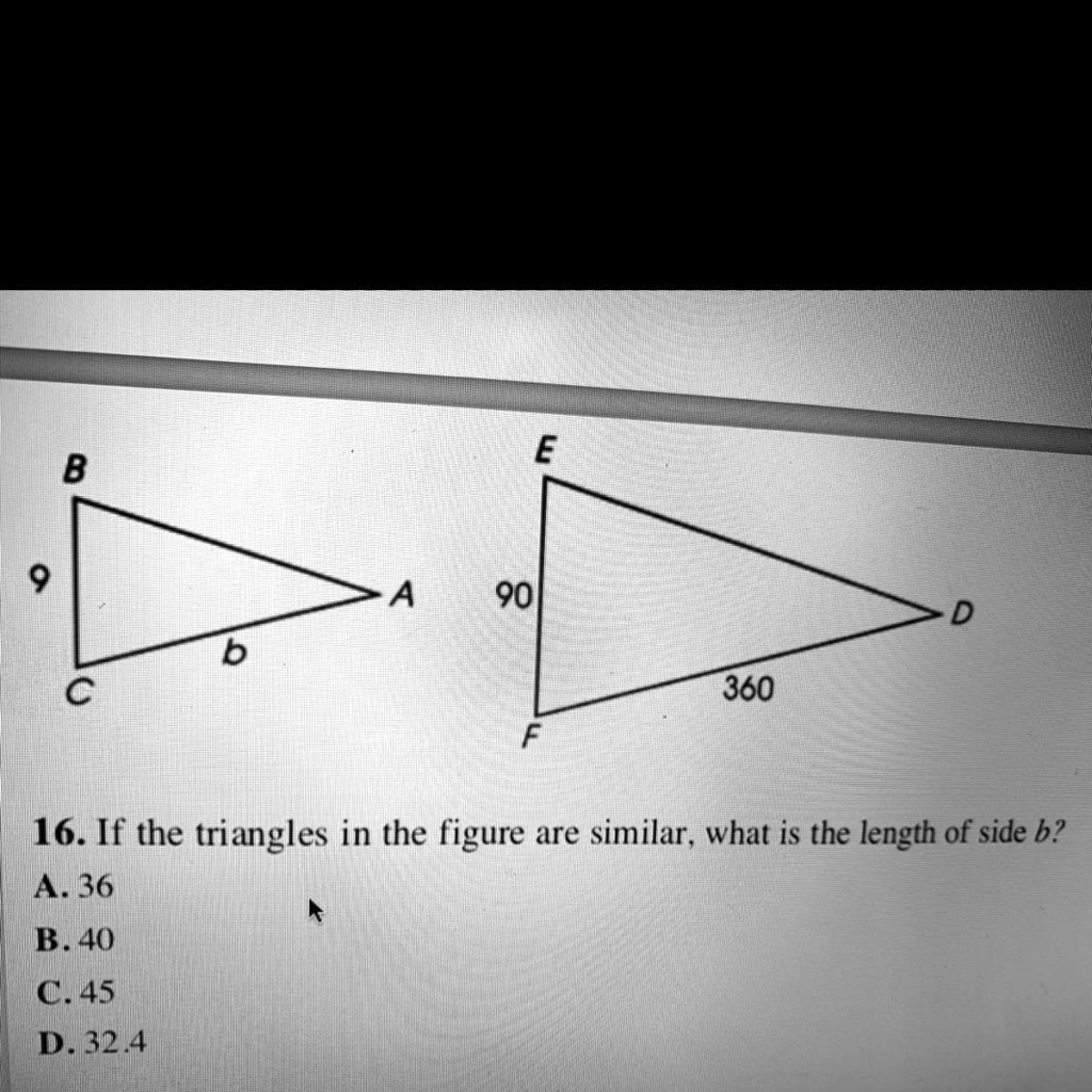SOLVED: 'If the triangles in the figure are similar what is the length ...