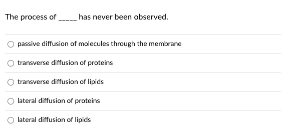 SOLVED: The process of has never been observed: passive diffusion of ...