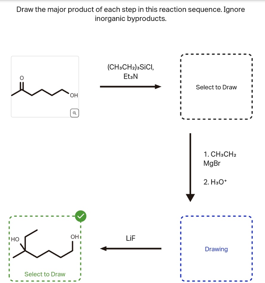 SOLVED: Draw the major product of each step in this reaction seguence ...