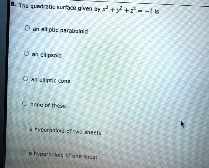 the quadratic surface given by x y 2 is an elliptic paraboloid an ...