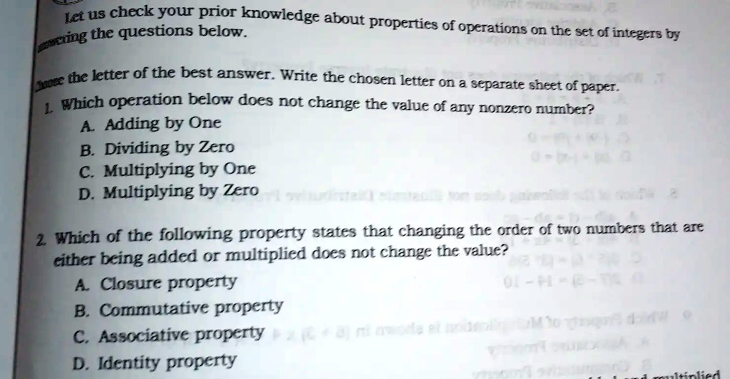 SOLVED: Let us check your prior knowledge about the questions below ...