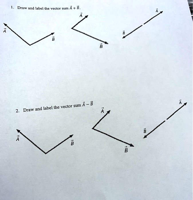 SOLVED: Draw and label the vector sum A + B. Draw and label the vector sum A - B.