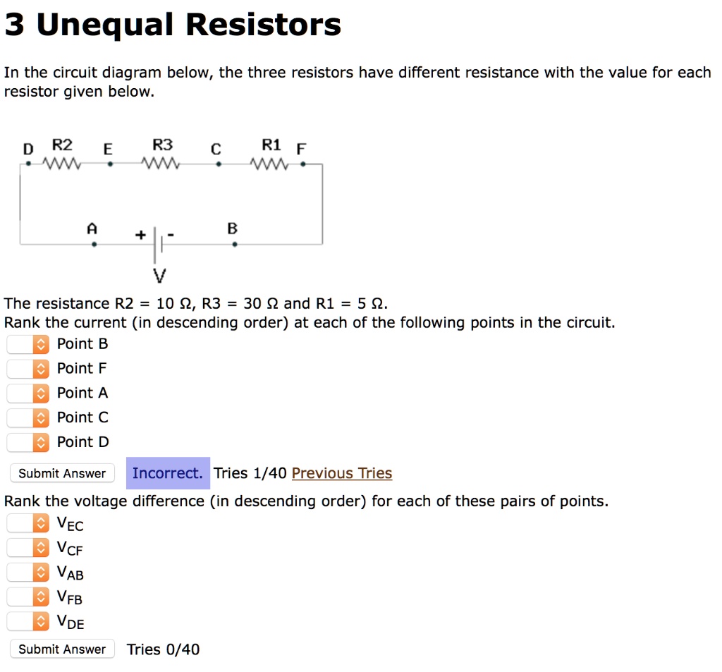 SOLVED:3 Unequal Resistors In the circuit diagram below, the three resistors have different ...