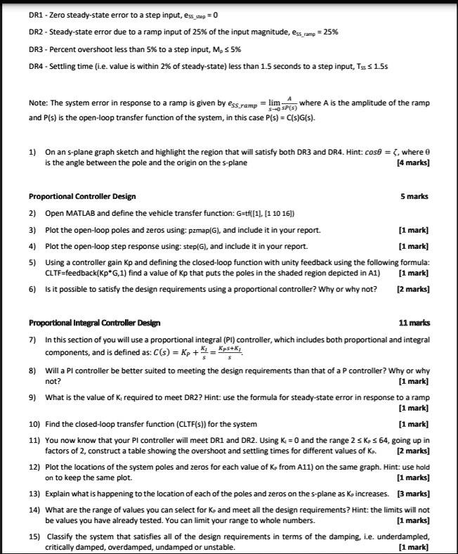 dr1 zero steady state error to a step input essstep 0 dr2 steady state ...