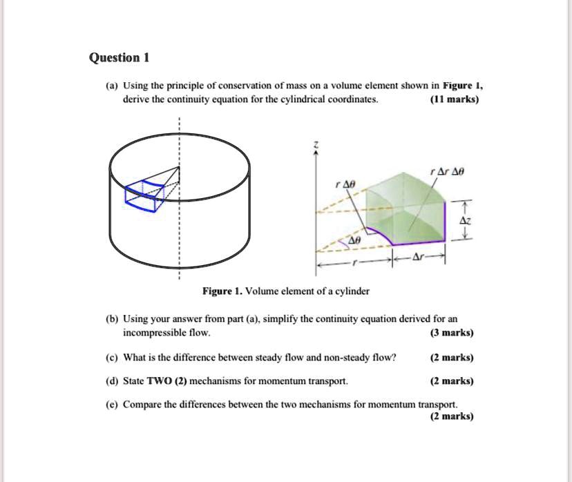 SOLVED: (a) Using the principle of conservation of mass on a volume ...