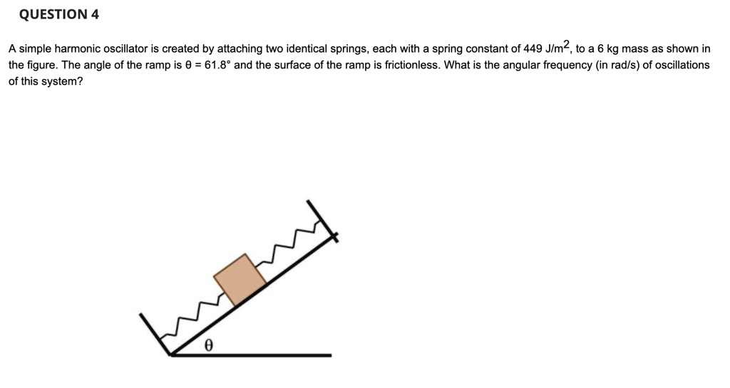 SOLVED: QUESTION 4 A simple harmonic oscillator is created by attaching ...