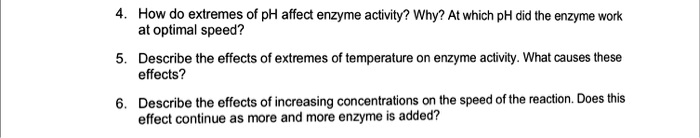 SOLVED: How do extremes of pH affect enzyme activity? Why? At which pH ...