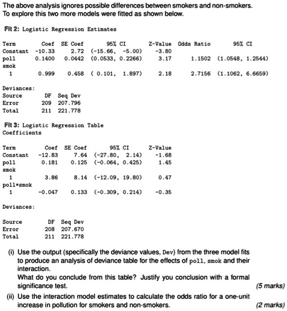 SOLVED: The above analysis ignores possible differences between smokers and non-smokers. To ...