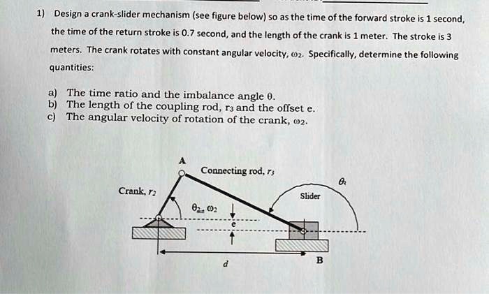 SOLVED: Design a crank-slider mechanism (see figure below) so that the ...