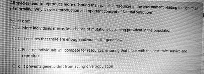 SOLVED: All species tend to reproduce more offspring than available ...