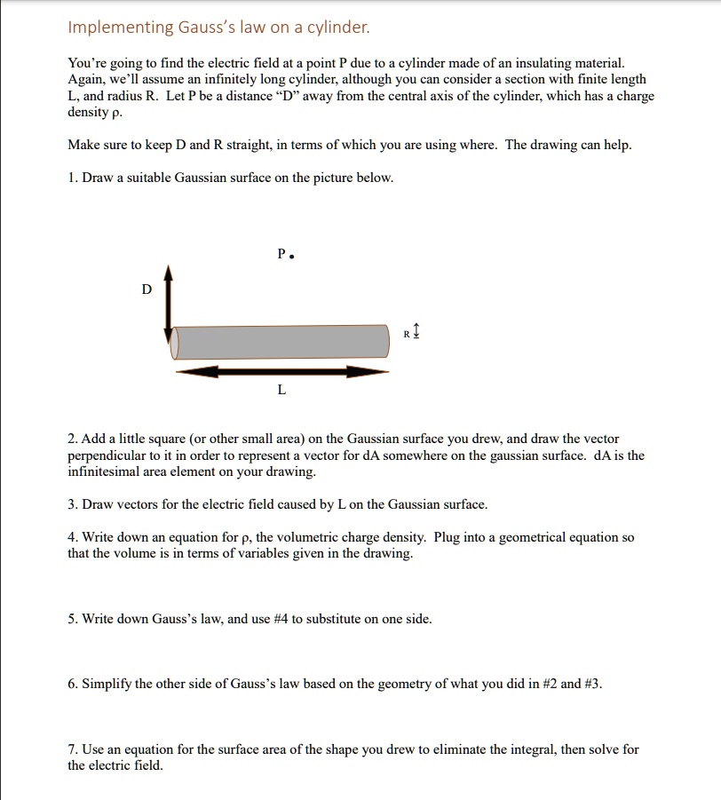 can you show me the steps for 4 5 6 7 implementing gausss law on a ...