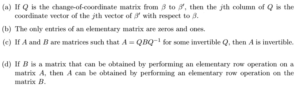 SOLVED: Linear Algebra - Please justify and explain the answer in ...