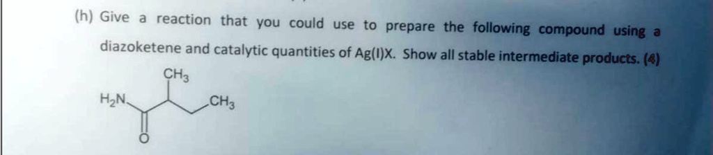 H give reaction that you could use to prepare the following...