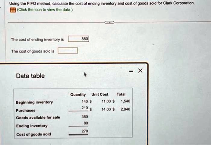 SOLVED: Using the FIFO method,calculate the cost of ending inventory ...