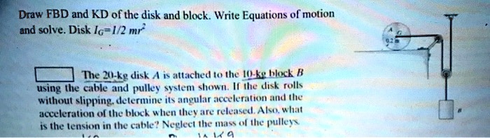 Draw FBD and KD of the disk and block. Write Equations of motion and ...