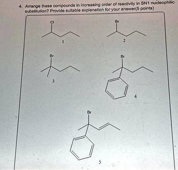 SOLVED: 4. Arrange these compounds in increasing order of reactivity in ...