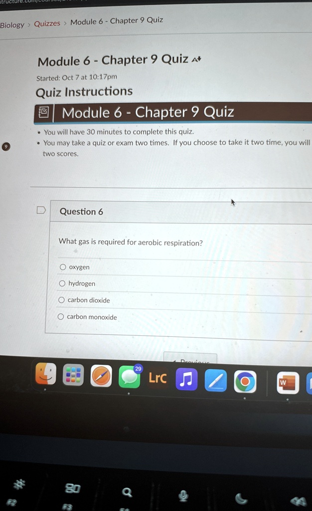 biology quizzes module 6 chapter 9 quiz module 6 chapter 9 quiz a started oct 7 at 1017pm quiz ...