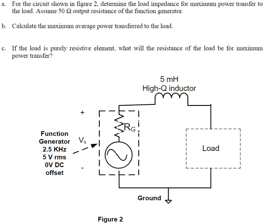 SOLVED: For the circuit shown in Figure 2, determine the load impedance for maximum power ...