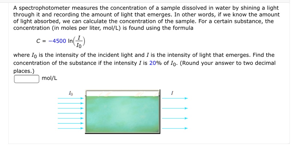 SOLVED: A spectrophotometer measures the concentration of a sample ...