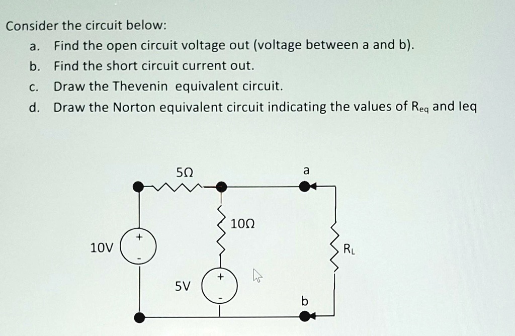 consider the circuit below afind the open circuit voltage out voltage between a and b bfind the ...