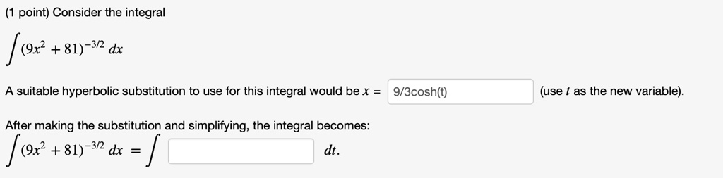 point consider the integral fox 81 dx a suitable hyperbolic ...